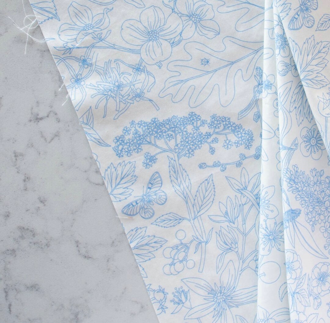 Flowering Trees Line Art Porcelain Poplin by Oana Befort From Birch ...