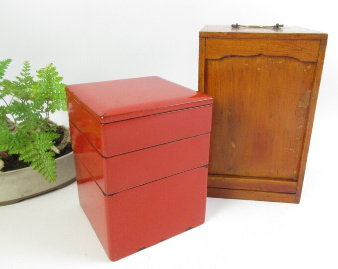 Japanese Antique Lacquered Boxes, Portable Bento Box, With Storage Box ...