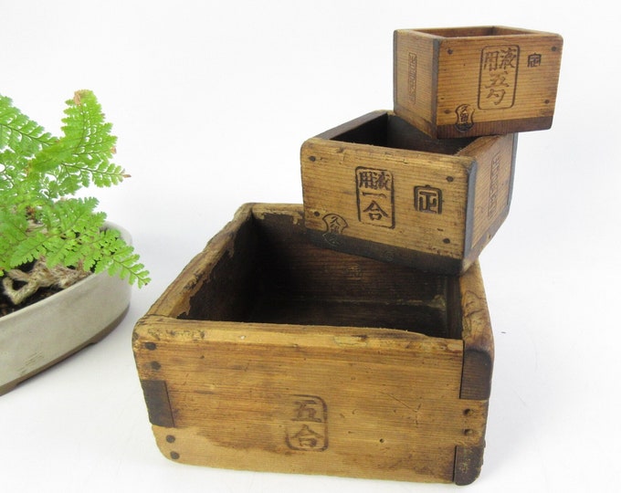 Japanese Vintage Measuring Boxes, Set of 3, Shabby Boxes - Etsy