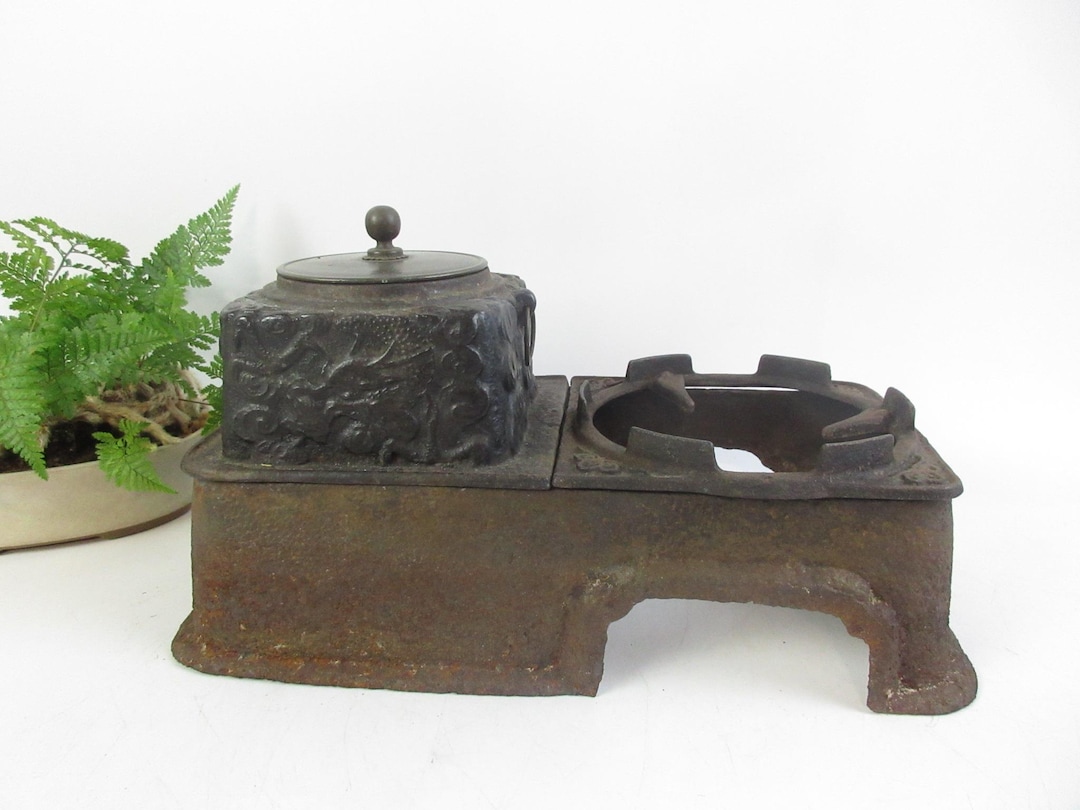Japanese Antique Cast Iron "douko" Sake Warmer - Meiji Era Dragon ...