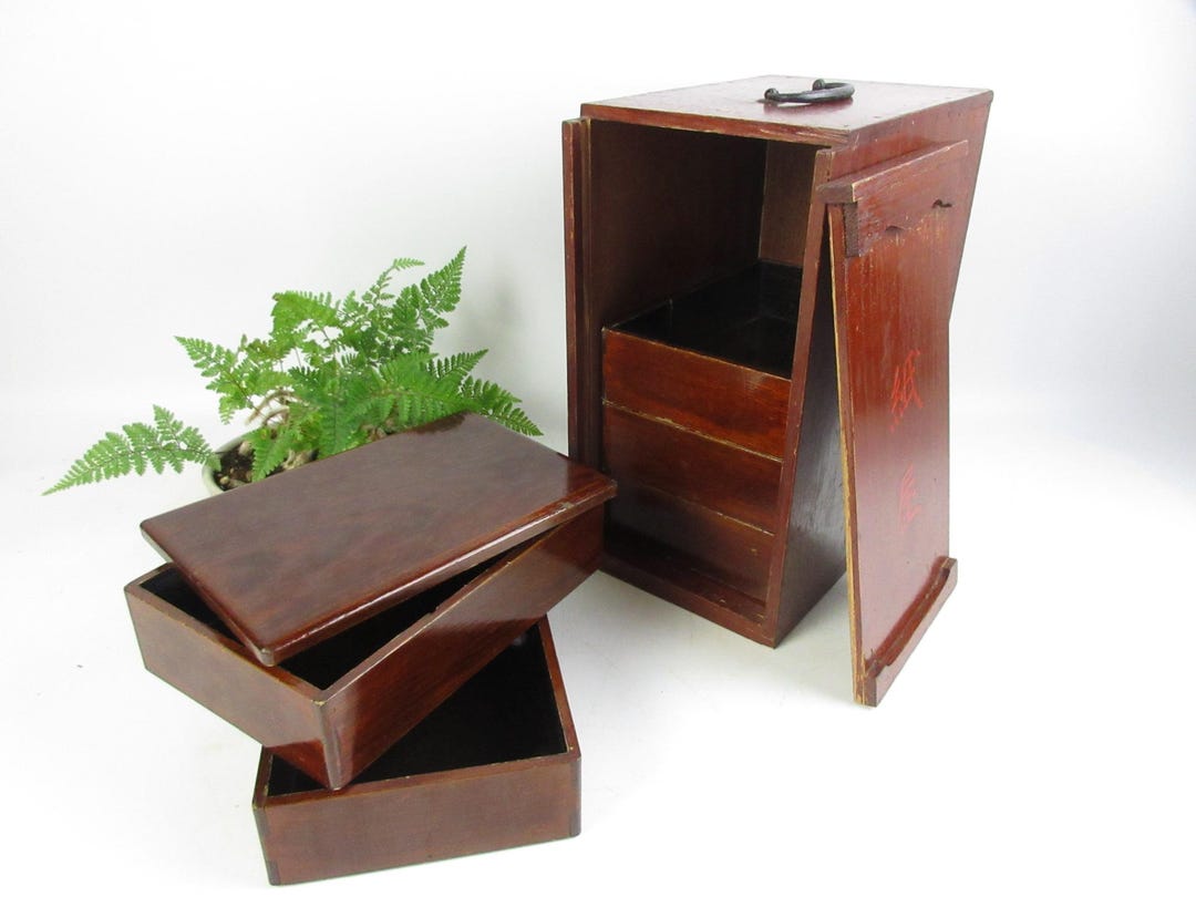 Japanese Antique Lacquered Wooden Boxes With Storage Box, Accessory ...