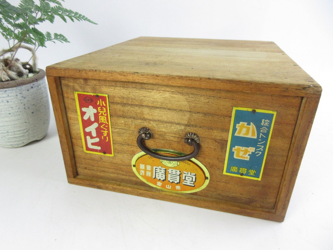 Japanese Vintage Wooden First Aid Kit Box, With Tin Plates - Etsy