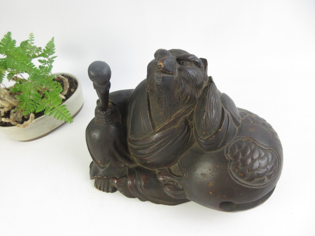 Japanese Vintage Wood Carving Tanuki(japanese Raccoon Dog), Monk - Etsy