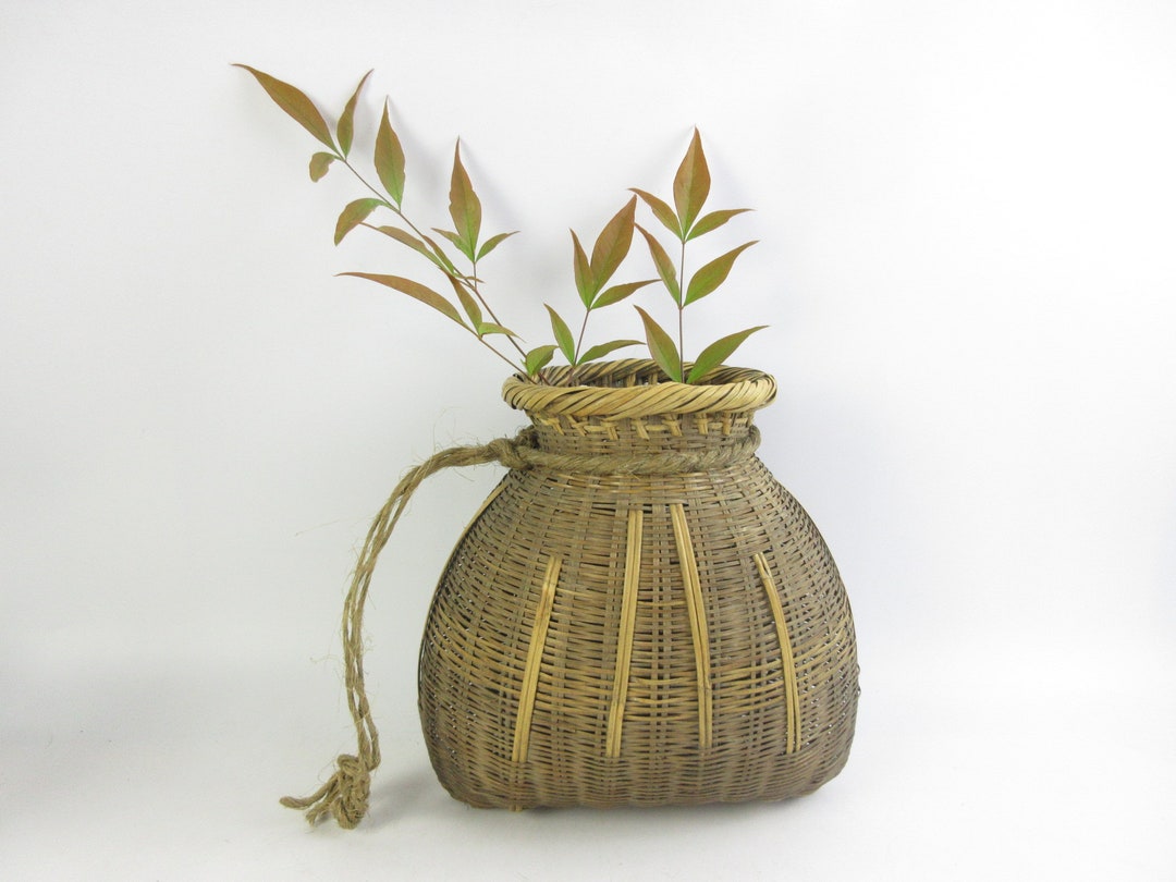 Japanese Vintage Bamboo Basket, Fishing Basket - Etsy