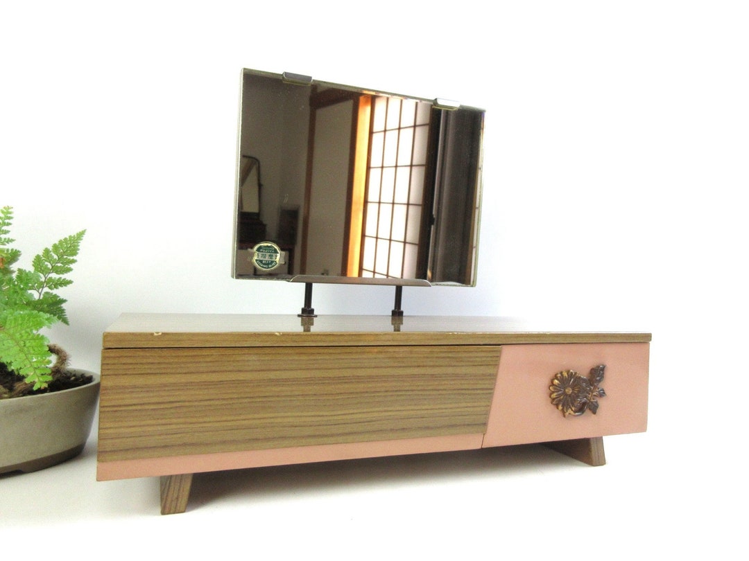 Japanese 60's Vintage Small Mirror Stand, With Drawers, Make up Box ...