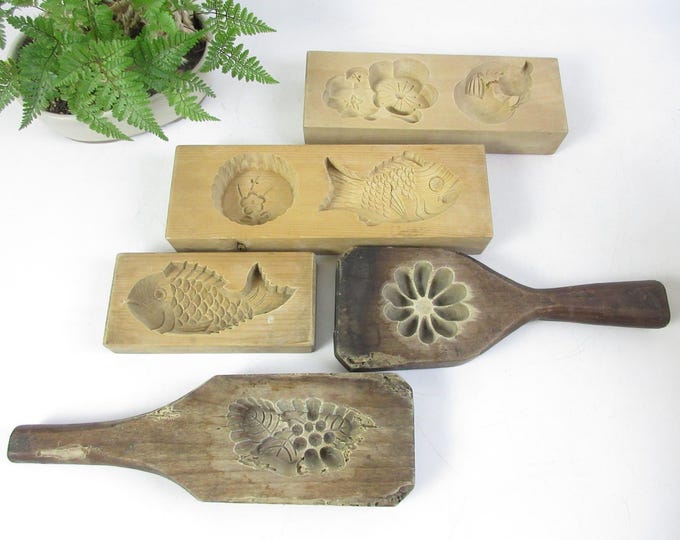 Japanese Vintage Wooden Kashigata(sweets Molds), Set of 5 - Etsy