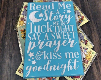Read Me A Story Wooden Sign Baby Shower Gift Kiss Me | Etsy