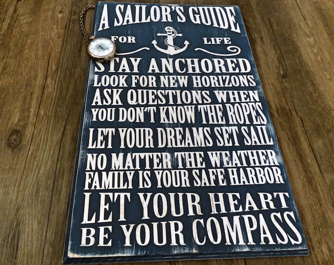 A Sailors Guide Wooden Sign Sailor Art Sailor Retirement Gift Nautical ...