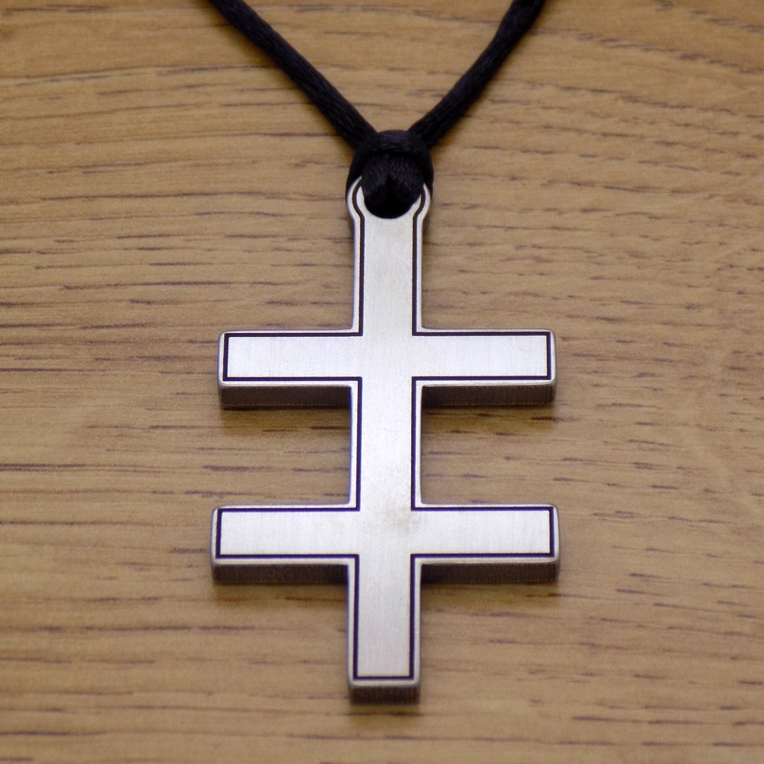 Double Cross Stainless Steel Pendant & Black Cord Necklace Cross of ...