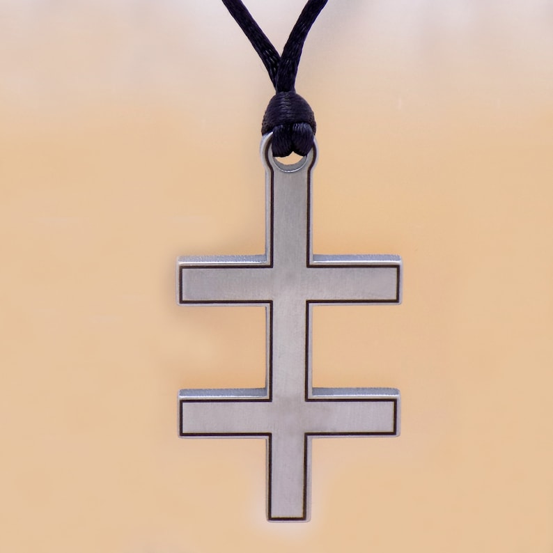 Double Cross Stainless Steel Pendant & Black Cord Necklace Cross of ...