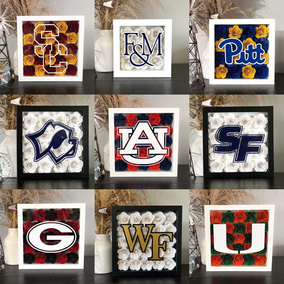 Flower Shadow Box - College Logo - Graduation Gifts - College ...
