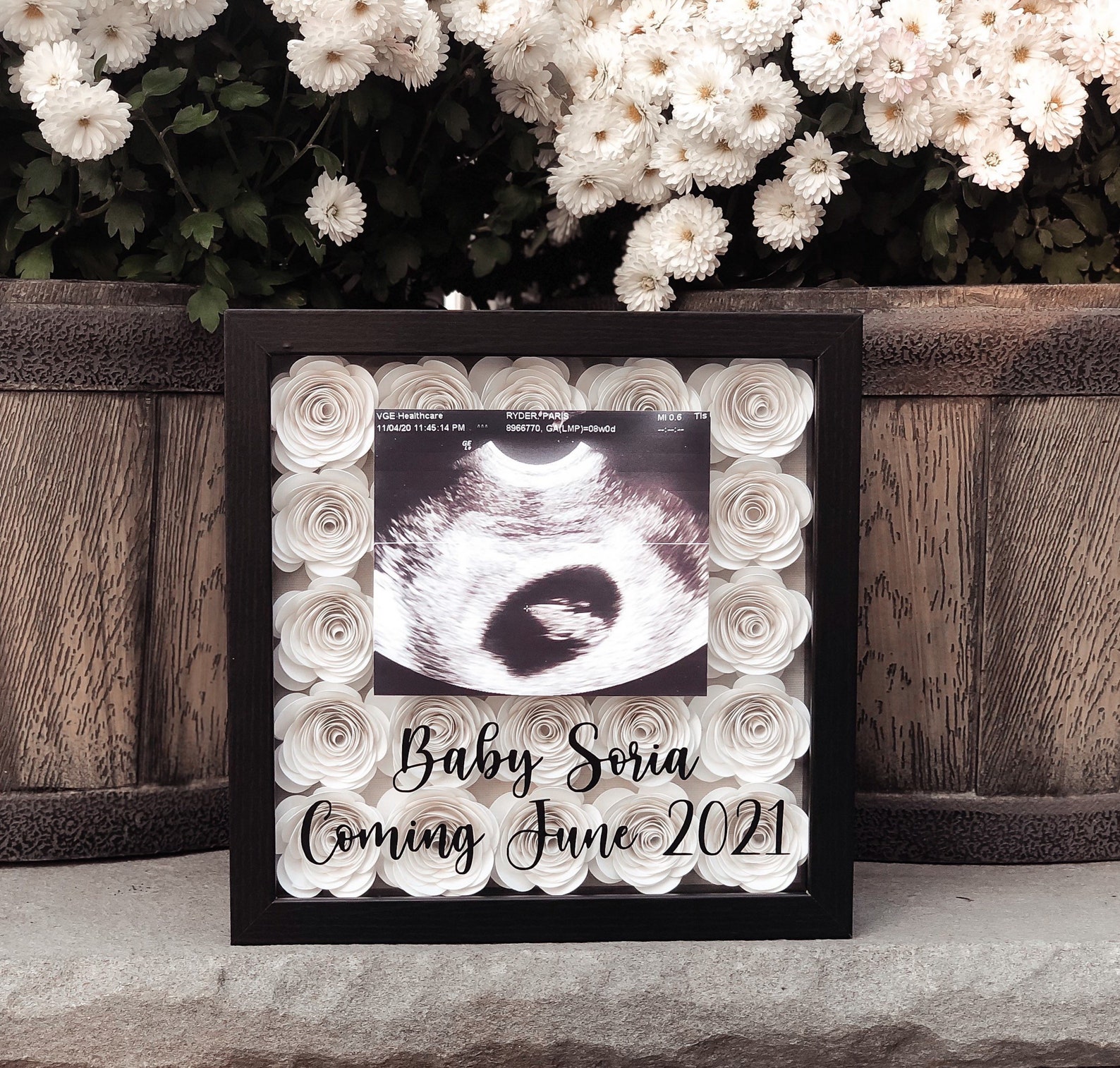 Pregnancy Announcement Baby Announcement Flower Shadow Box | Etsy