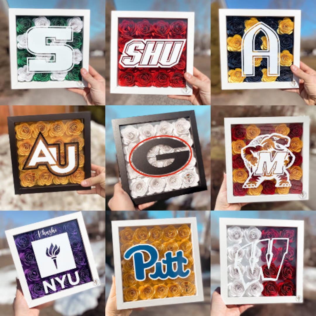 Flower Shadow Box - College Logo - Graduation Gifts - College ...