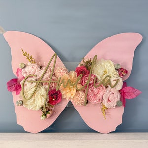 Butterfly Floral Nursery Name Sign: Acrylic Kids Room Decor - Etsy