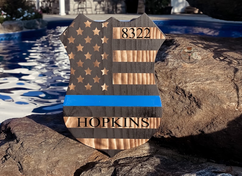 Police Badge Wood Cutout Personalized Police Badge Sign Last Name ...