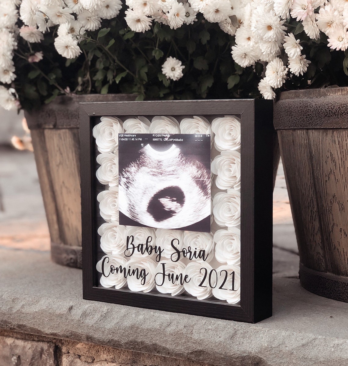 Pregnancy Announcement Baby Announcement Flower Shadow Box | Etsy