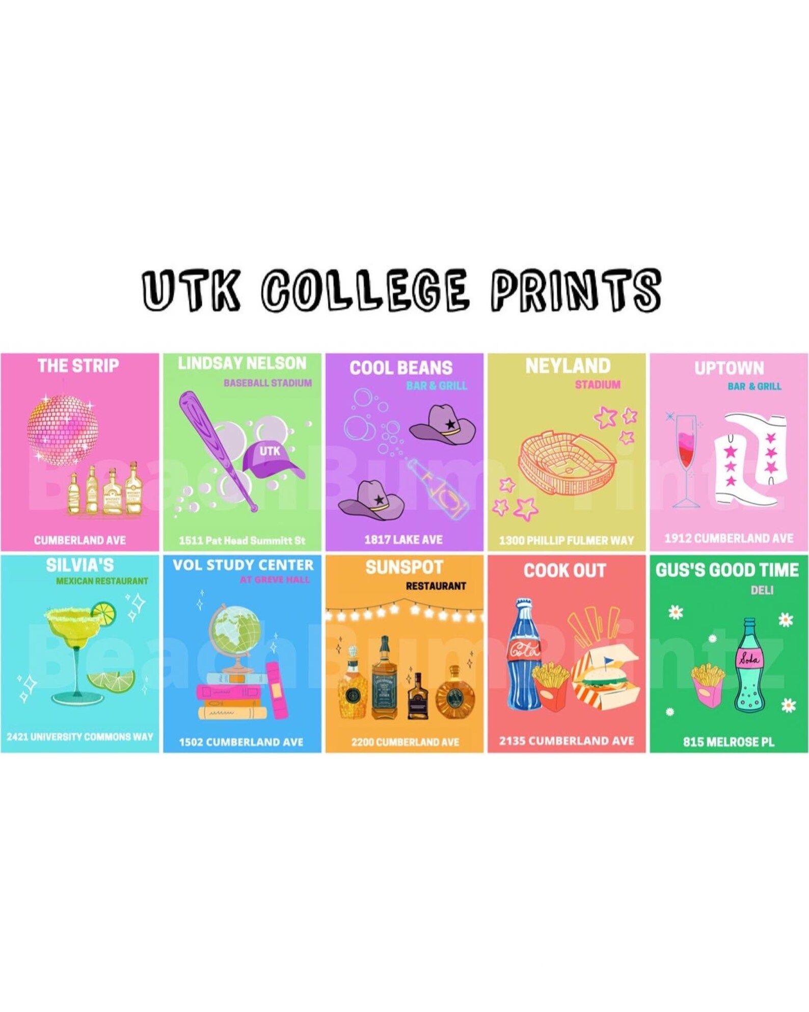UTK College Prints Pack - Etsy