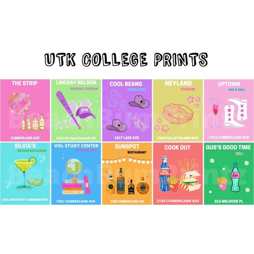 UTK College Prints Pack - Etsy