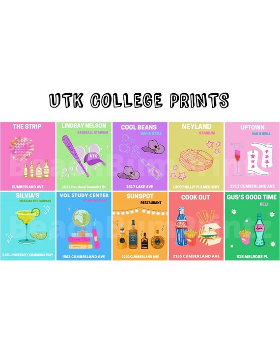 UTK College Prints Pack - Etsy