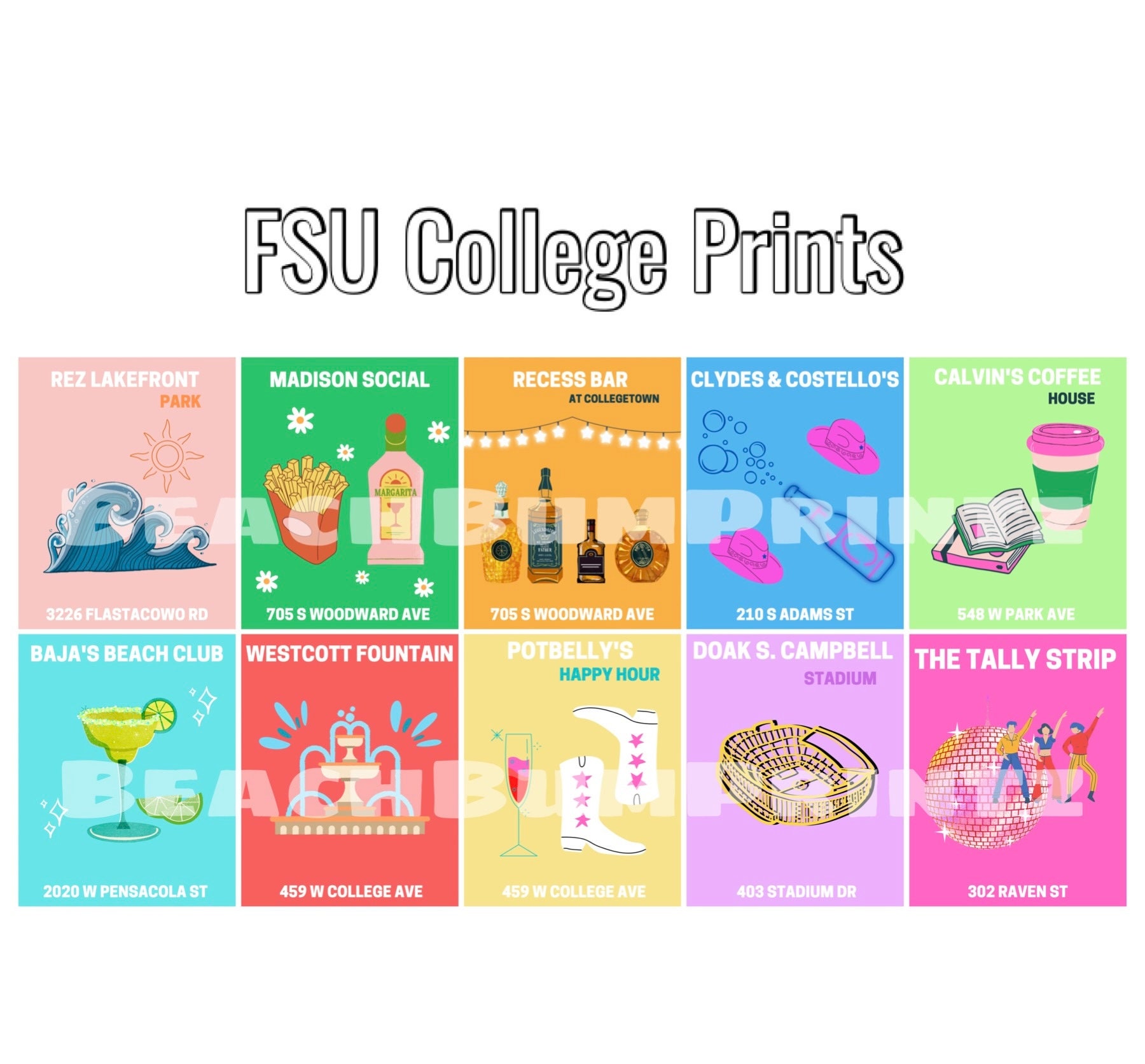 FSU College Prints Pack digital Posters - Etsy