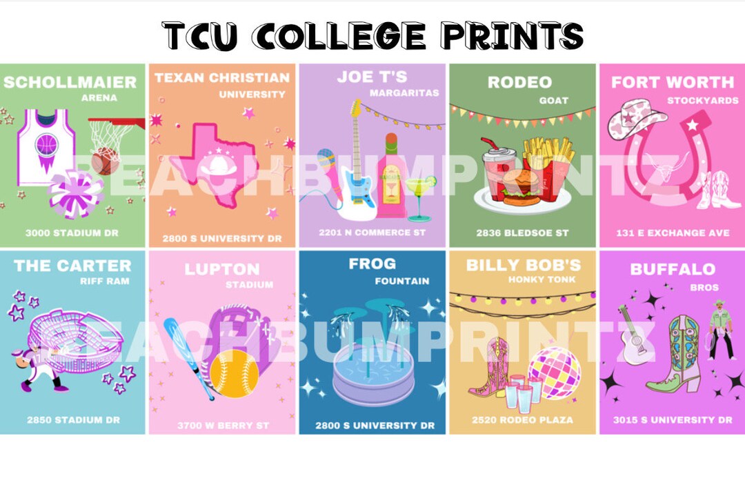 TCU College Prints Pack - Etsy