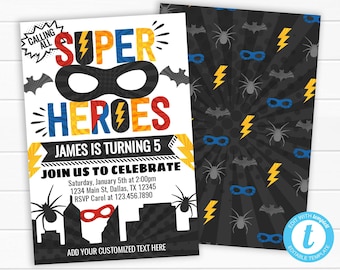 Superhero Birthday Invitation | Etsy