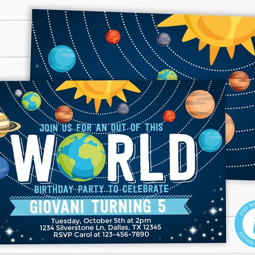 Solar System Birthday Invitation Outer Space Birthday - Etsy