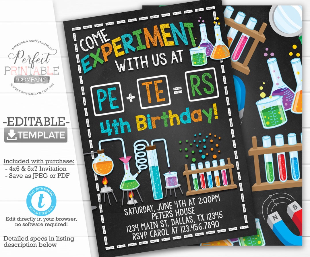 Science Birthday Party Invitation, Science Invite, Boy Science ...