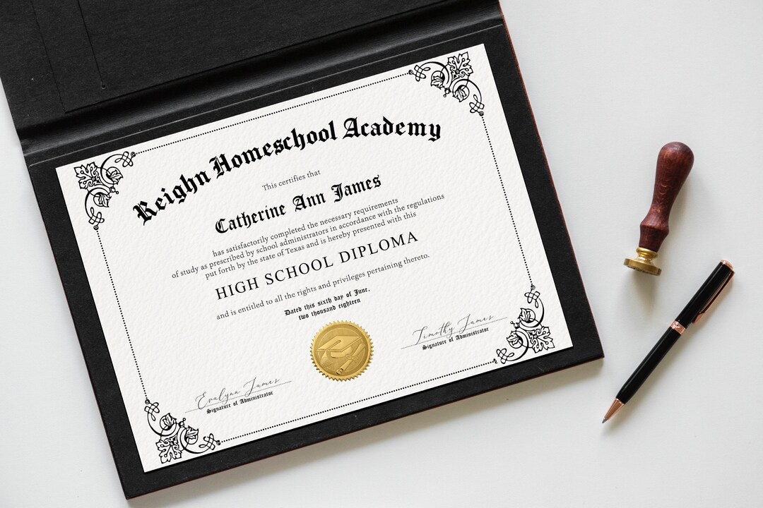 Editable Homeschool Diploma Template, High School Diploma, High School ...