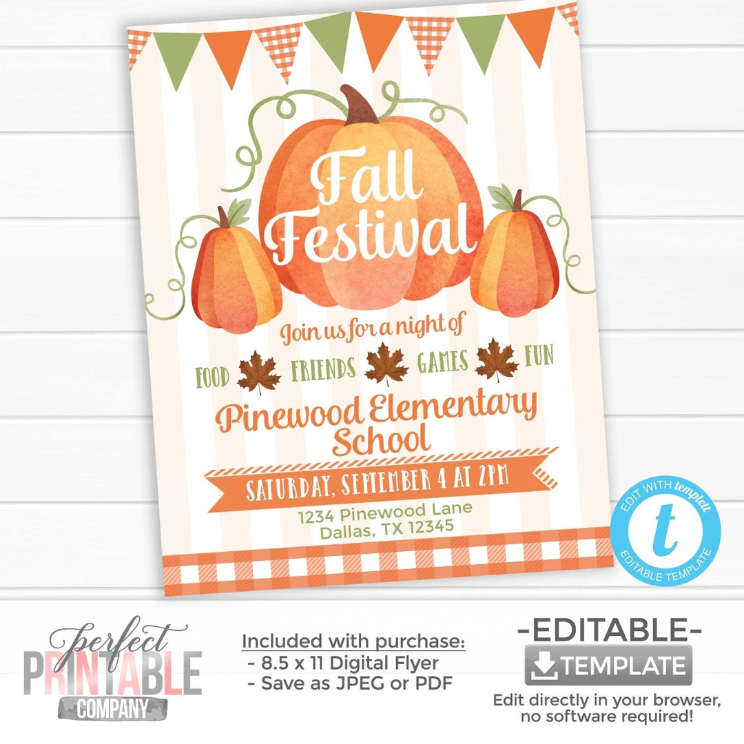 Fall Festival Flyer Invitation, Fall Festival Poster, Fall Festival ...