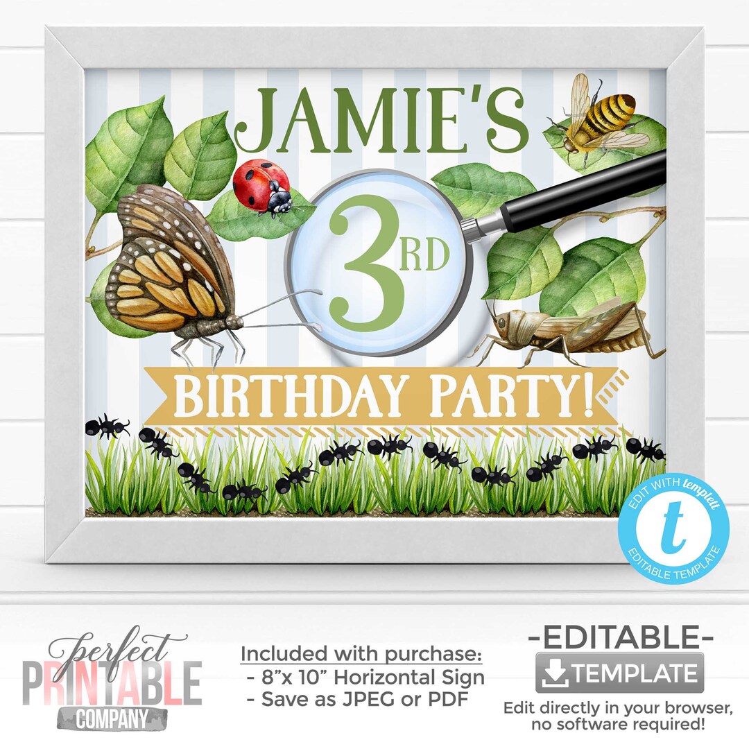 Bug Insect Welcome Sign, Bug Insect Happy Birthday Sign, Bug Insect ...