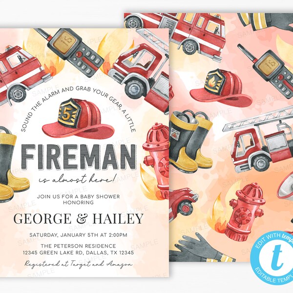 Fireman Baby Shower - Etsy