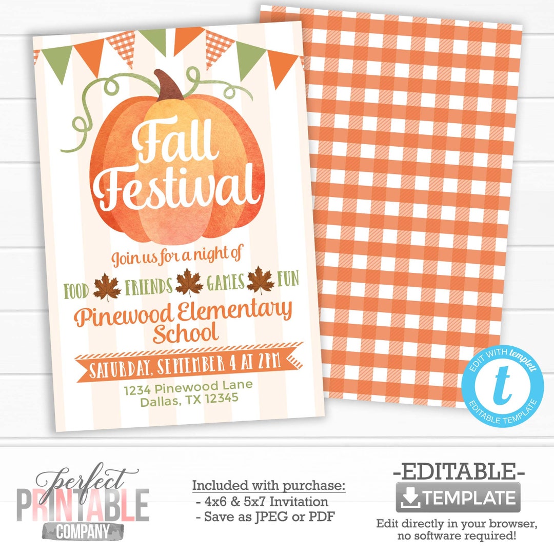 Fall Festival Invitation, Fall Fest Invitation, Harvest Festival ...