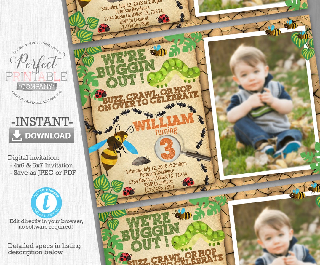 Insect Birthday Party Invitation, Insect Invite, Bug Birthday ...