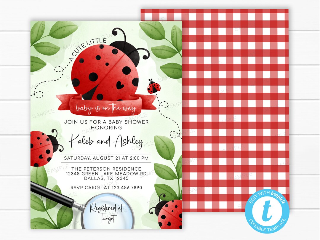 Cute Ladybug Baby Shower Invitation, Ladybug Invite, Spring Baby Shower ...