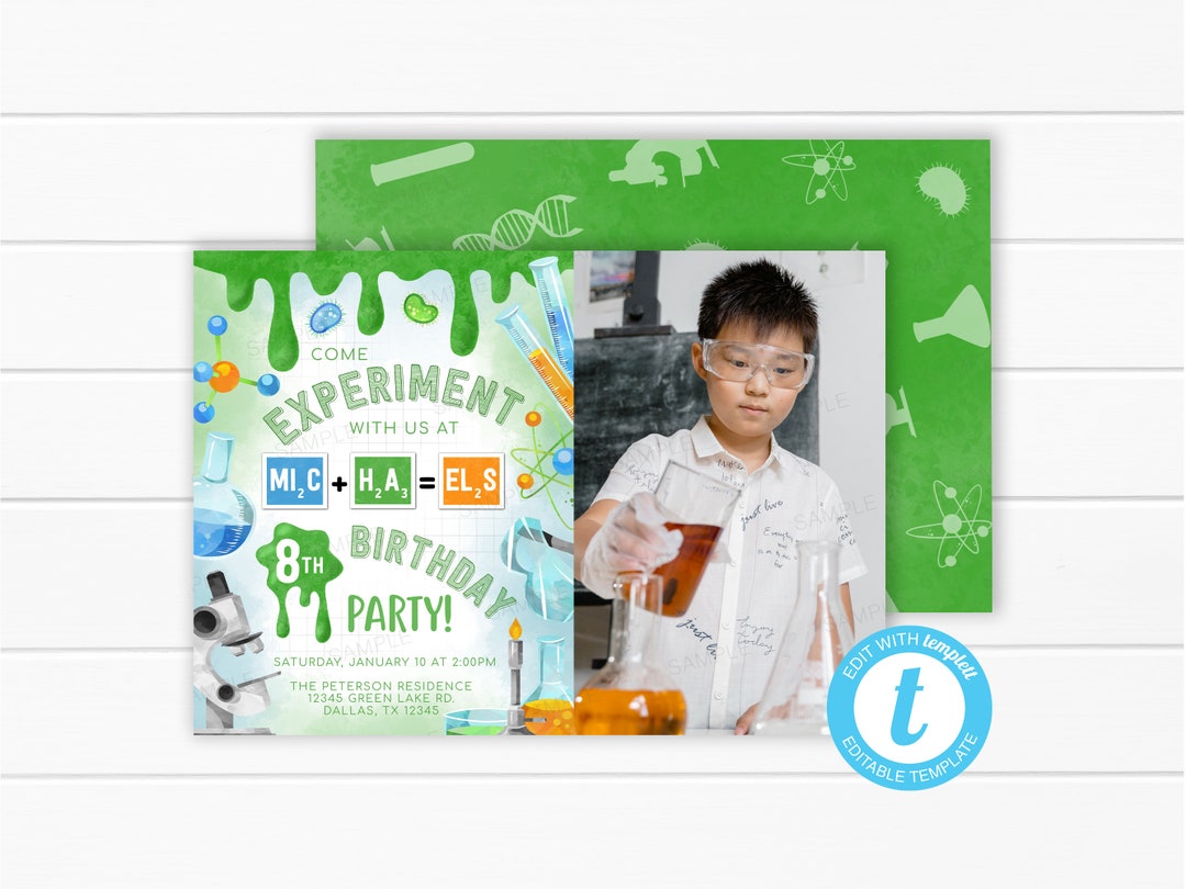 Science Experiment Birthday Invitation Mad Scientist Party Invite ...