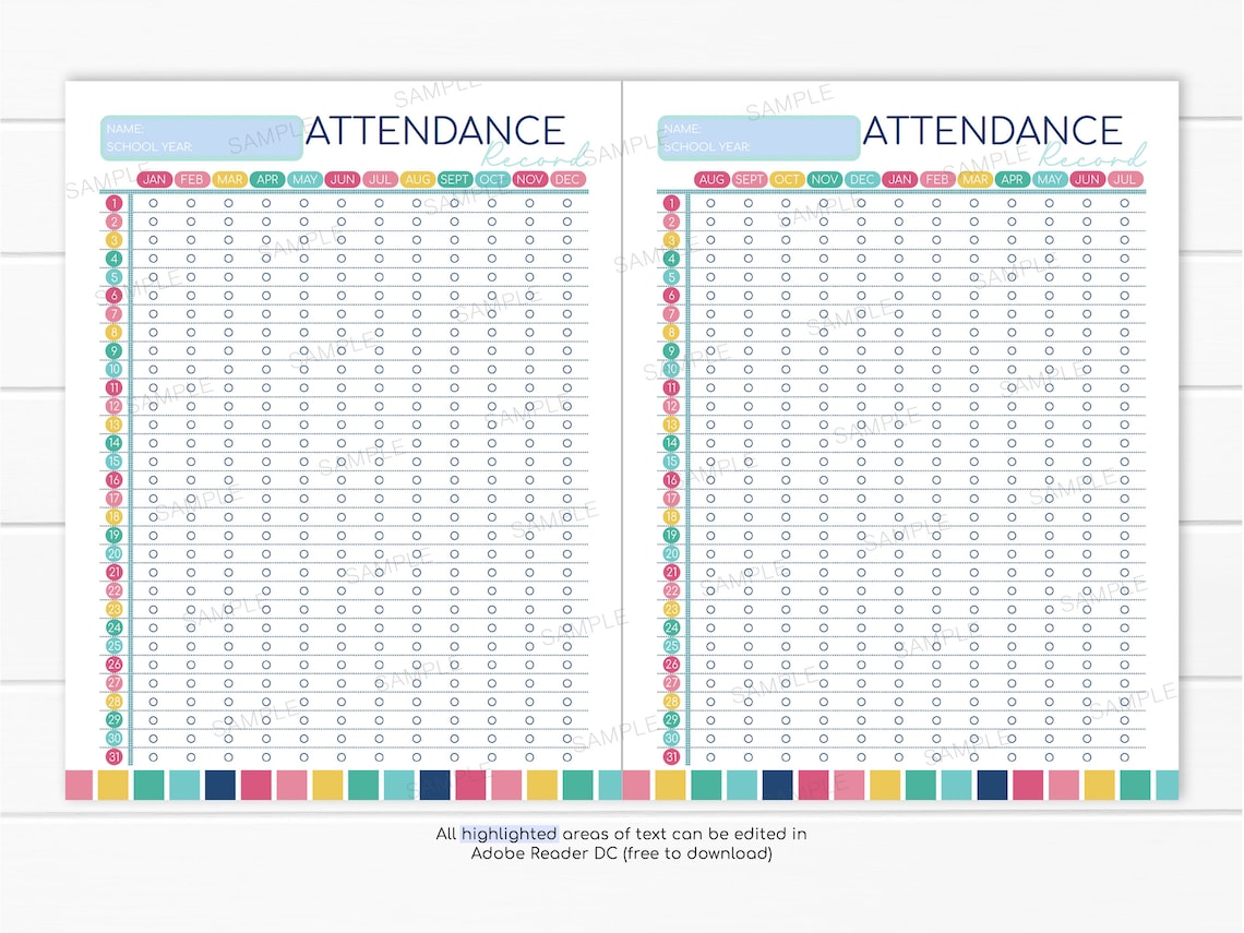 Homeschool Attendance Record Student Attendance Log Child - Etsy
