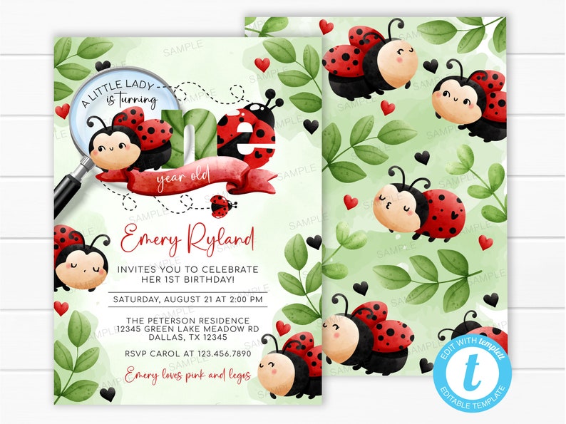 Ladybug Birthday Party Invitation Ladybug Invite Insect Lady - Etsy