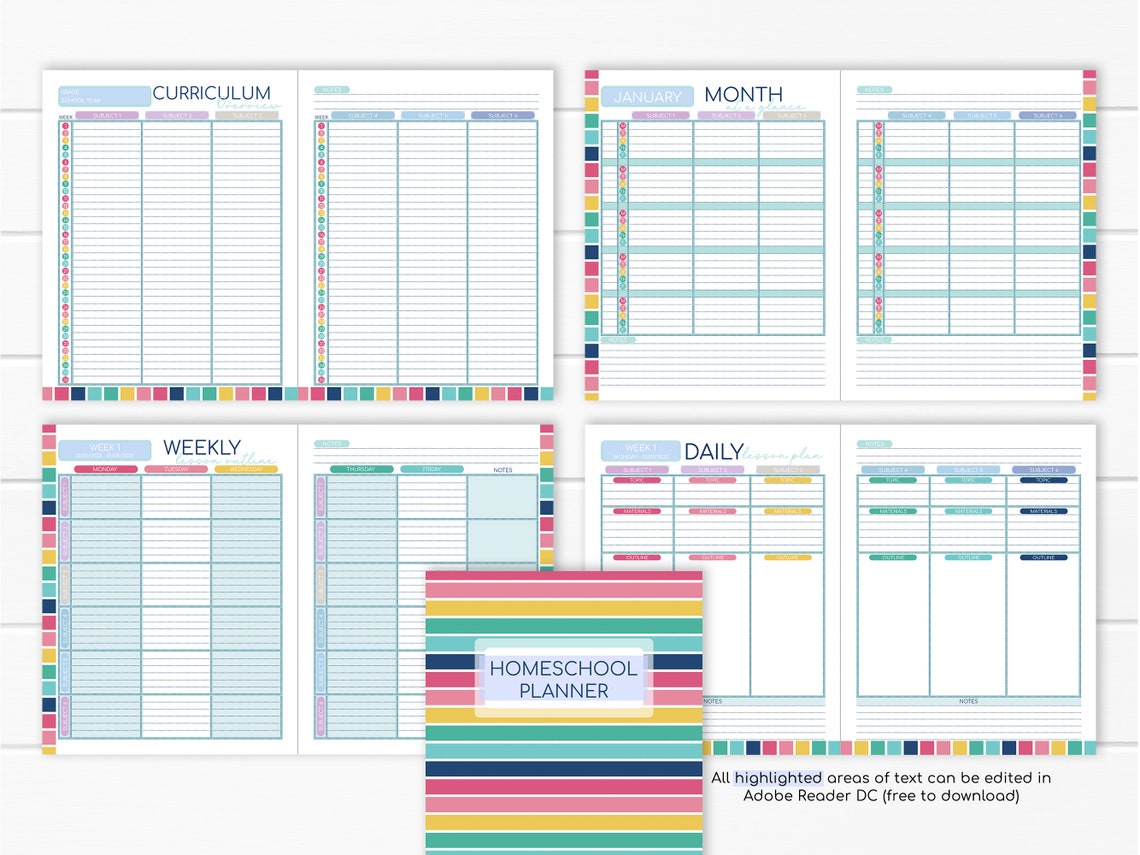 Homeschool Curriculum Planner Homeschool Organizer Daily - Etsy