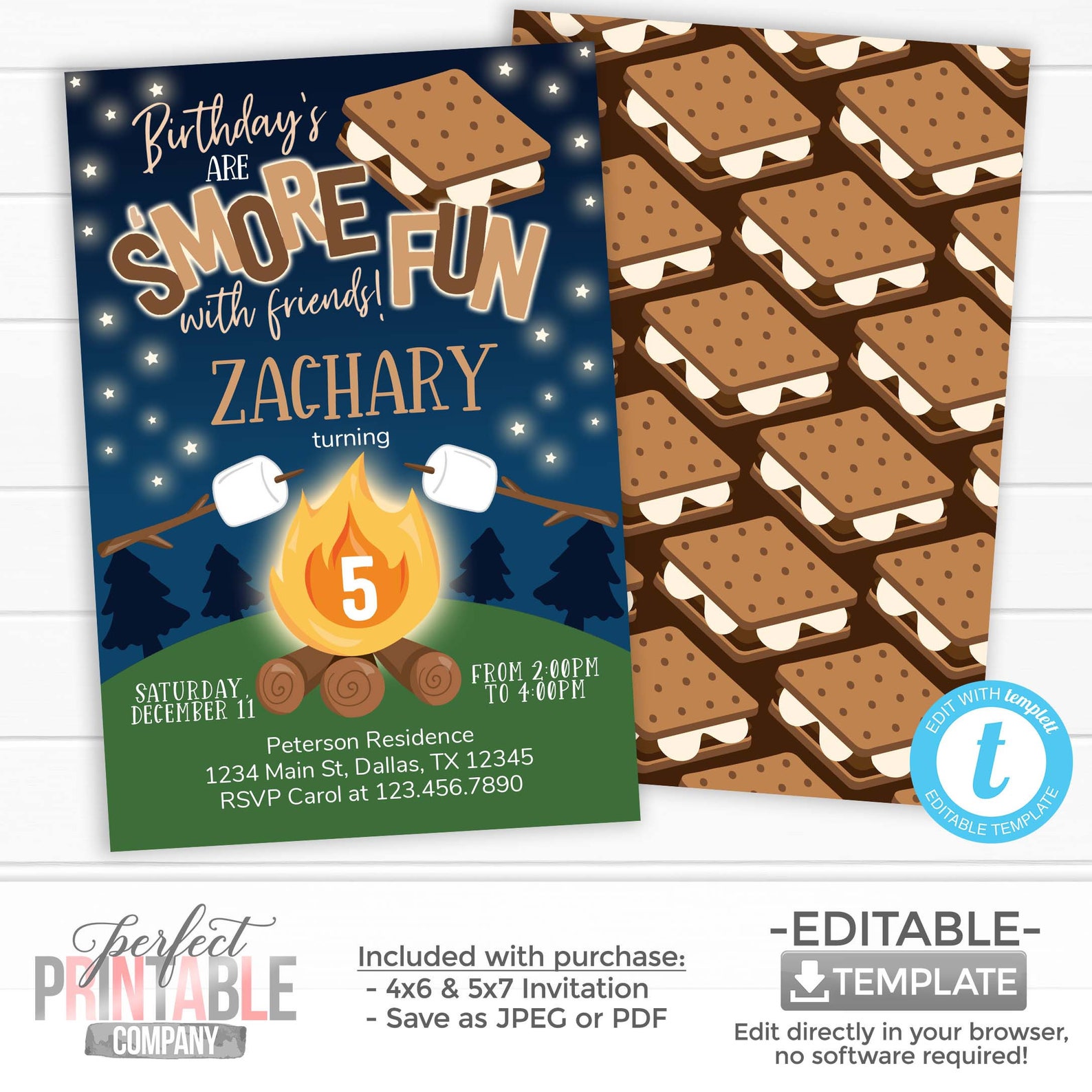 S'mores Birthday Party Invitation Smores Invite Smore Fun | Etsy