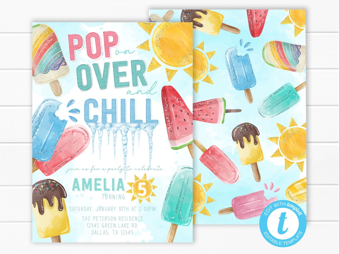 Popsicle Birthday Invitation, Popsicle Invite, Summer Birthday Party ...