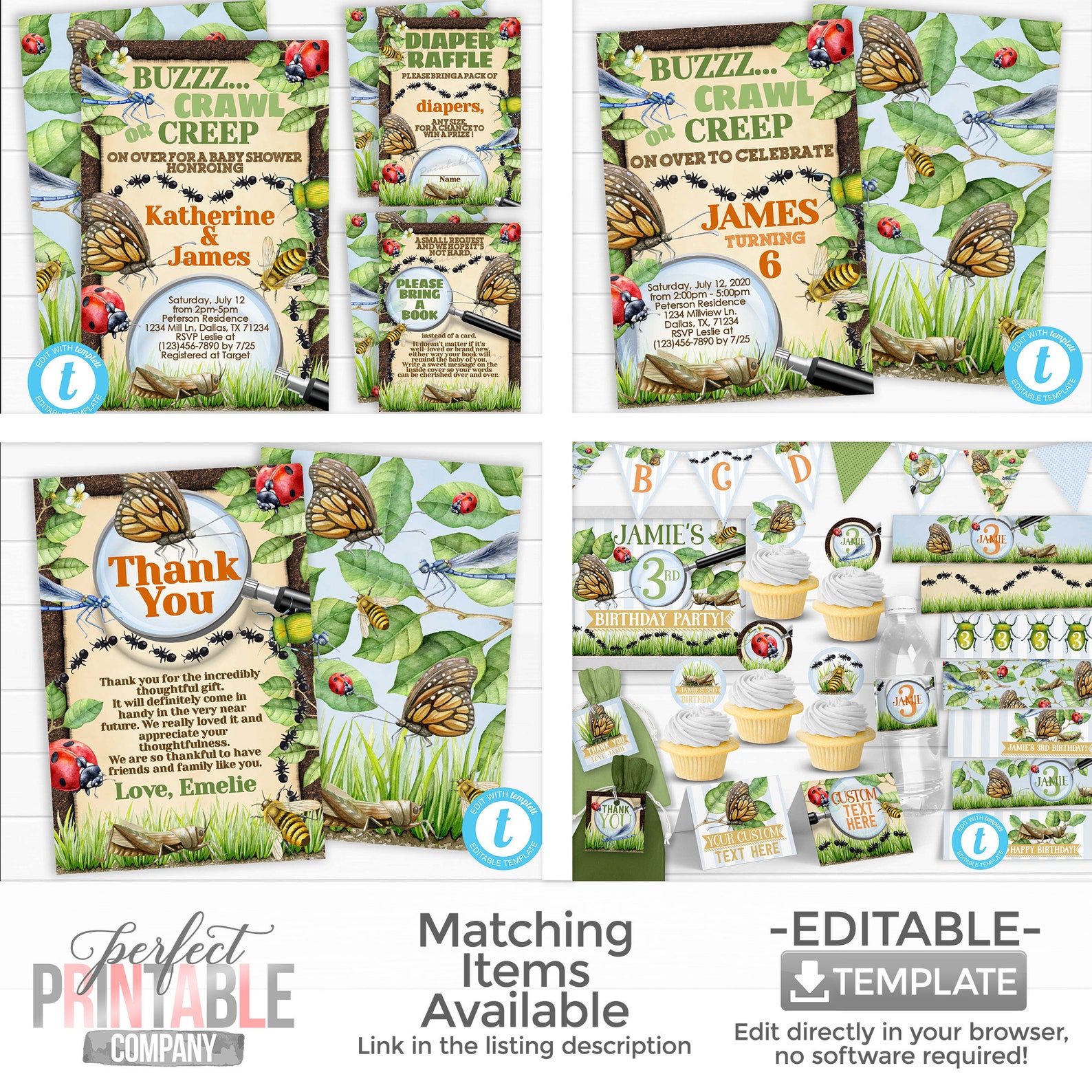 Bug Insect Thank You Tags Bug Insect Party Favors Bug Insect - Etsy