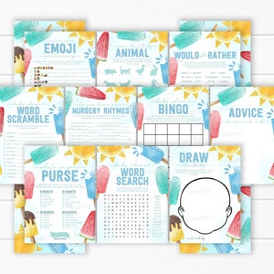 Popsicle Baby Shower Games - Summer Baby Shower Activity - Word Search ...