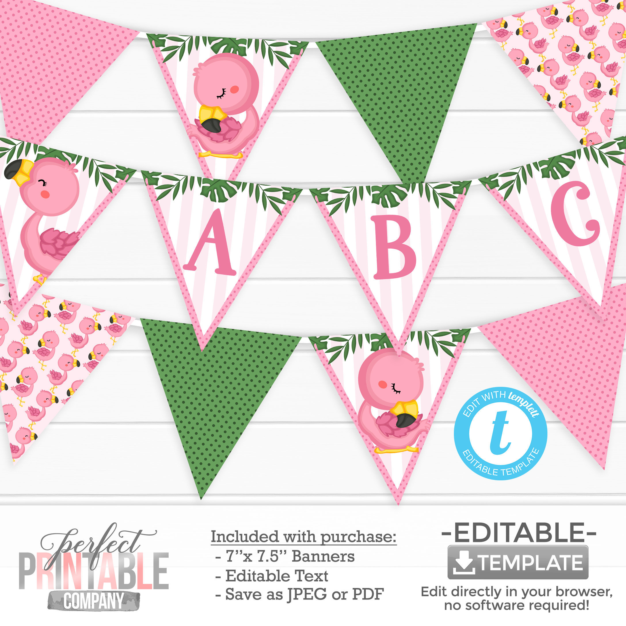 Flamingo Welcome Banner Flamingo Happy Birthday Banner | Etsy