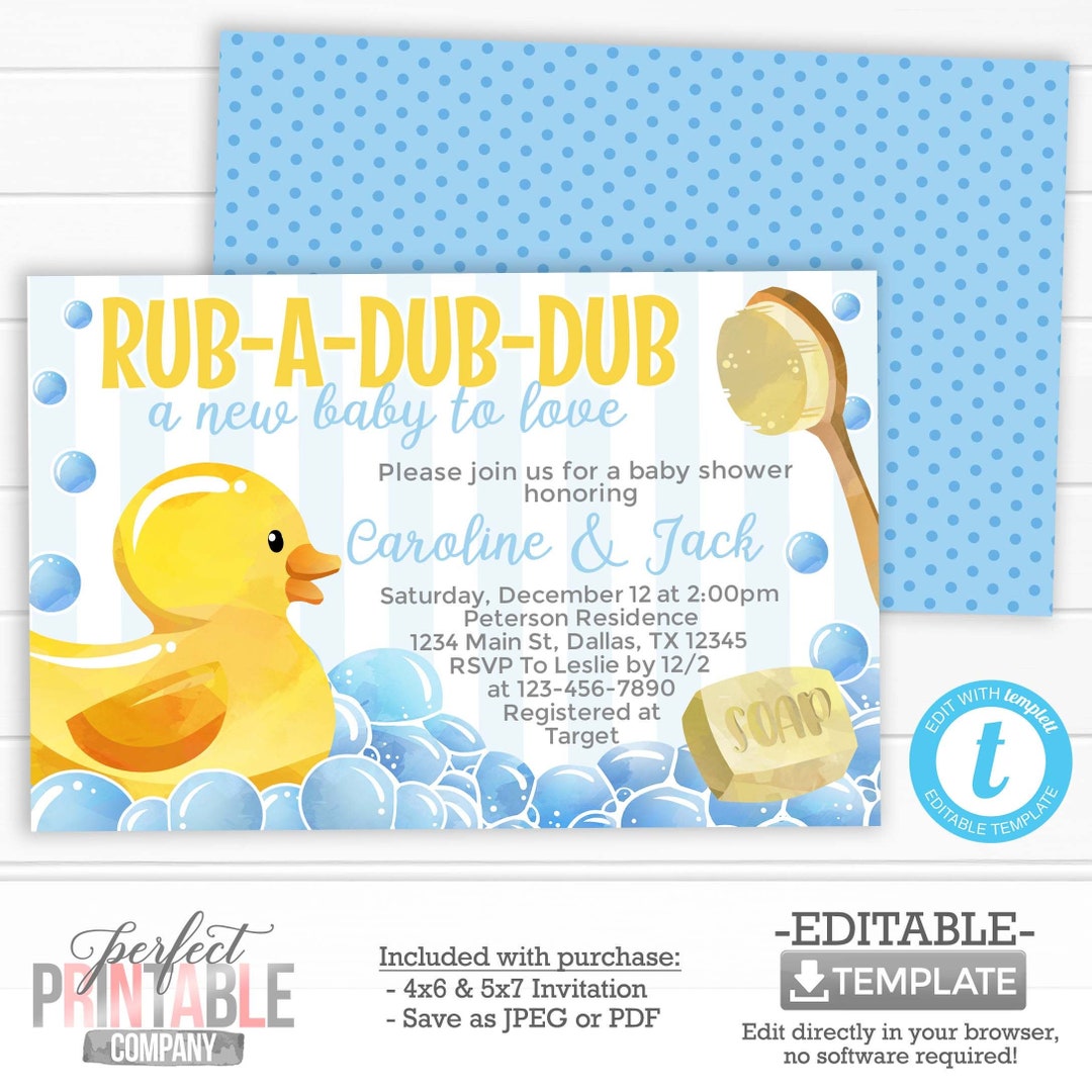 Rubber Duck Baby Shower Invitation, Rubber Duck Invitation, Rubber Duck ...