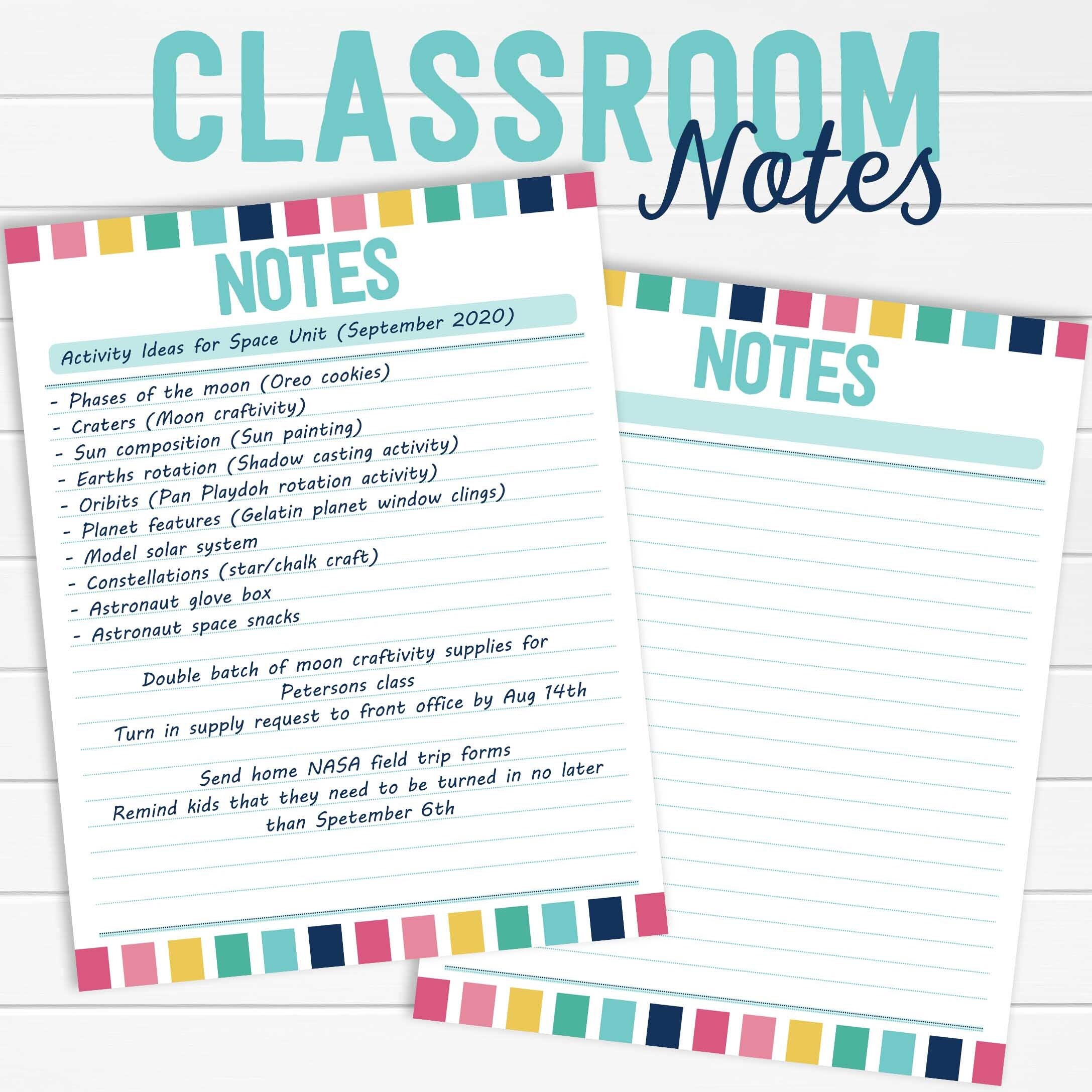 Student Teacher Classroom Notes Homeschool Teaching | Etsy