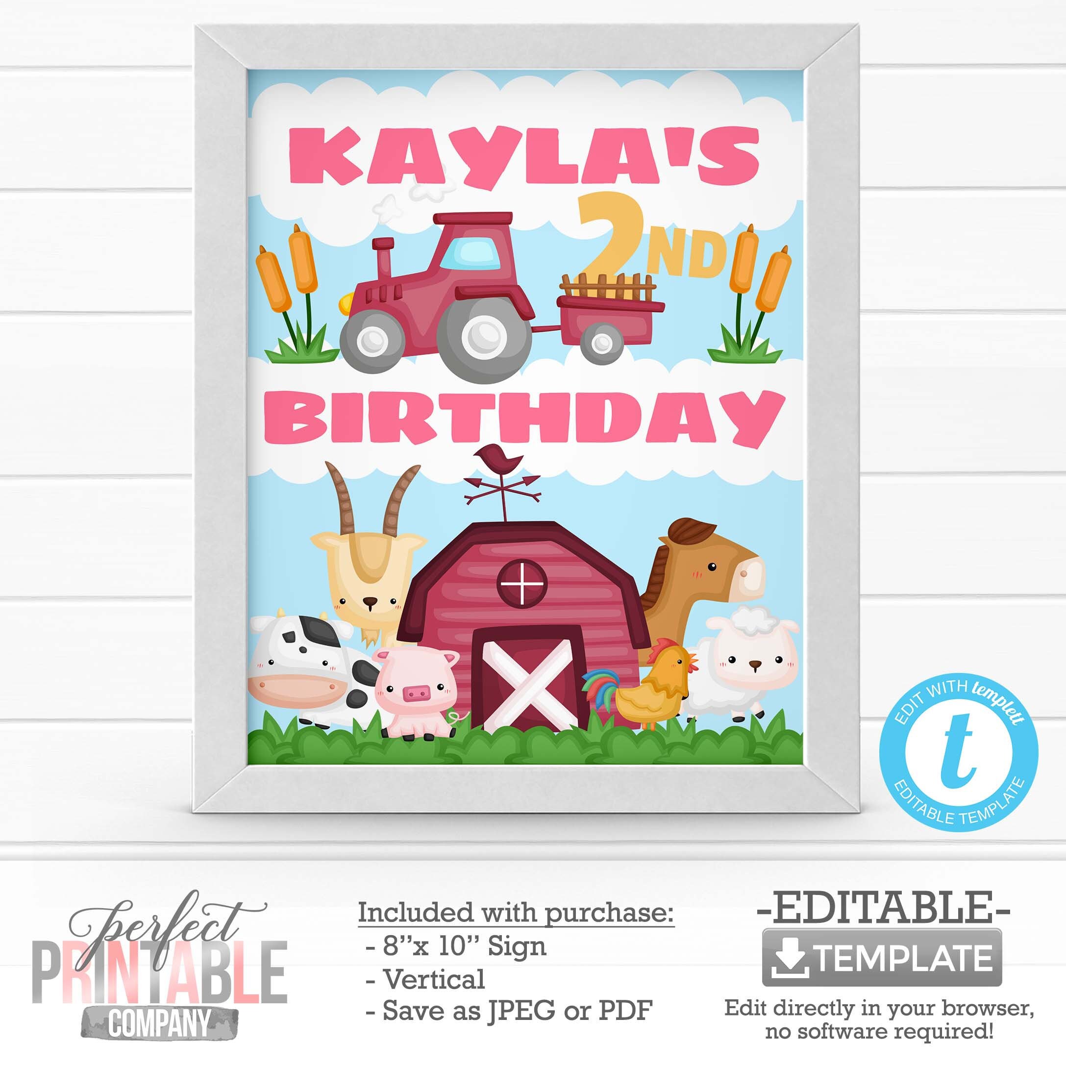 Party Supplies 6x4 Farm Table Signs Farm Party Editable Farm Table ...
