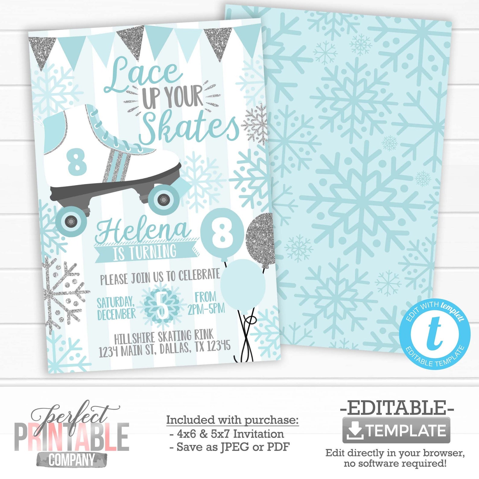 Roller Skate Birthday Invitation, Roller Skating Invitation, Skating ...