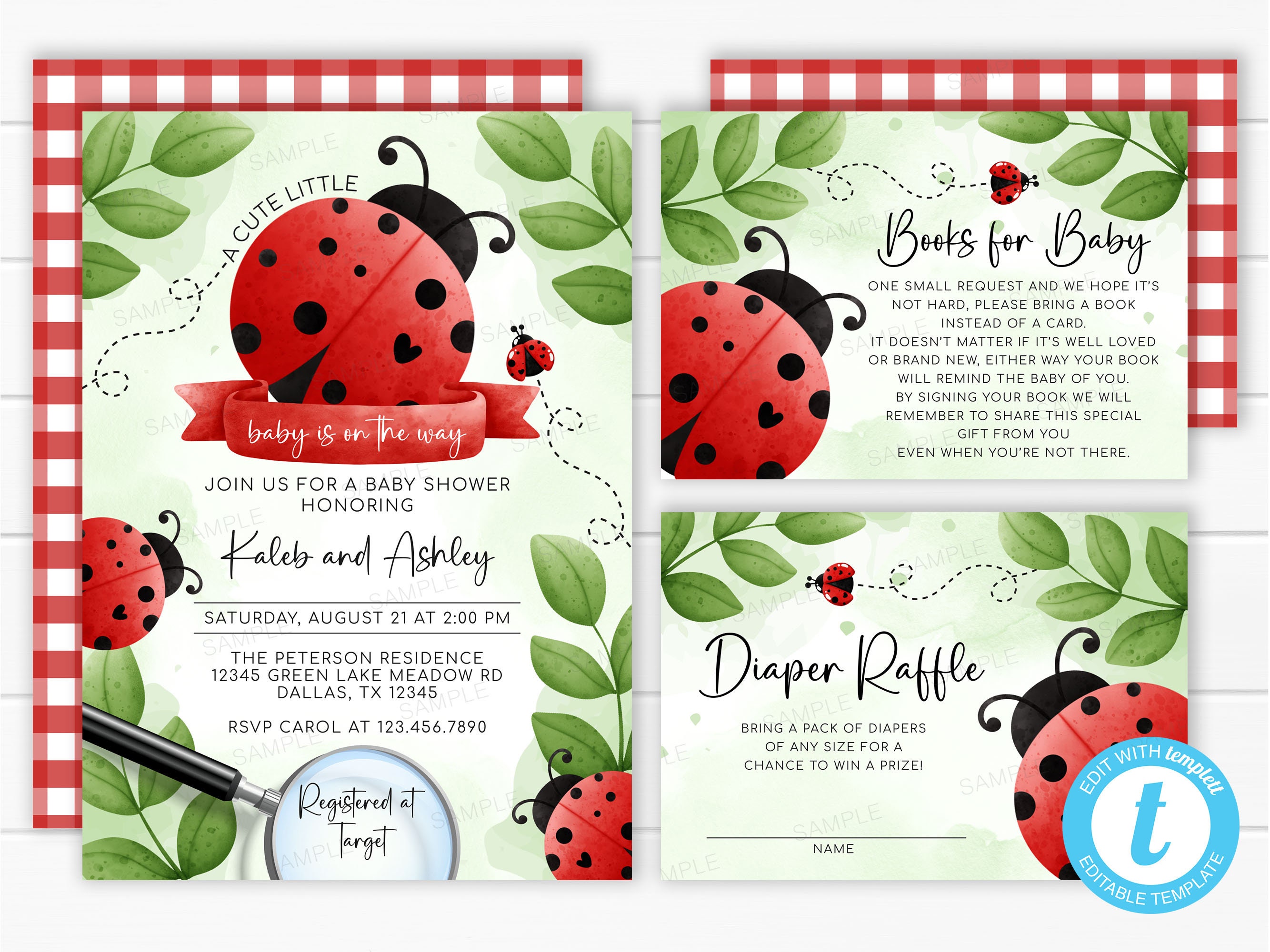 Ladybug Baby Shower Invitations Templates