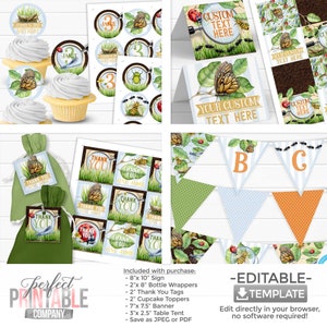 Insect Bug Birthday Party Decorations, Water Bottle Wrapper, Banner ...